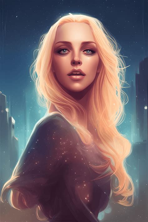 Beautiful Blonde In Cosmic City Graphic · Creative Fabrica