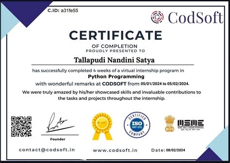 Nandini Satya Tallapudi On Linkedin Codsoft Cip Pythonprogramming Internship