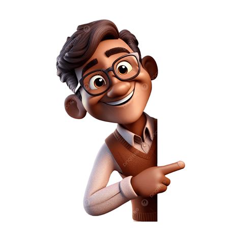 Professor De Desenho Animado 3d Apontando O Dedo Png Professor 3d
