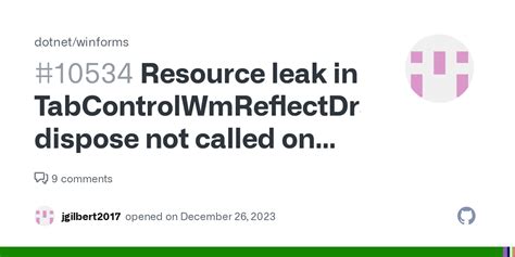 Resource Leak In Tabcontrolwmreflectdrawitem Dispose Not Called On