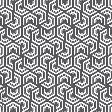 Geometric Vector Pattern Repeating Linear Hexagon With Thick And Thin Line In Each Object