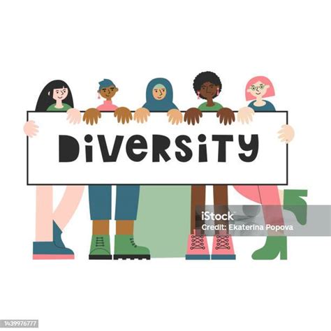 인종과 종교가 다른 다섯 명의 여성이 포스터와 함께 있습니다 소녀의 힘 다양성 포용 평등 및 권리 개념 국제 여성의 날 평면 벡터 삽화와 레터링 세트 Feministiskt