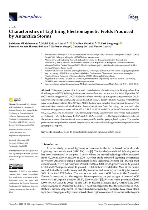 Pdf Characteristics Of Lightning Electromagnetic Fields Produced By Antarctica Storms