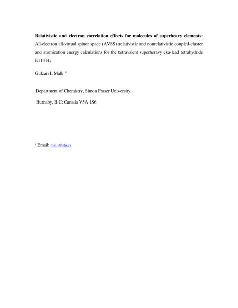 Pdf Relativistic And Electron Correlation Effects For M Olecules Of