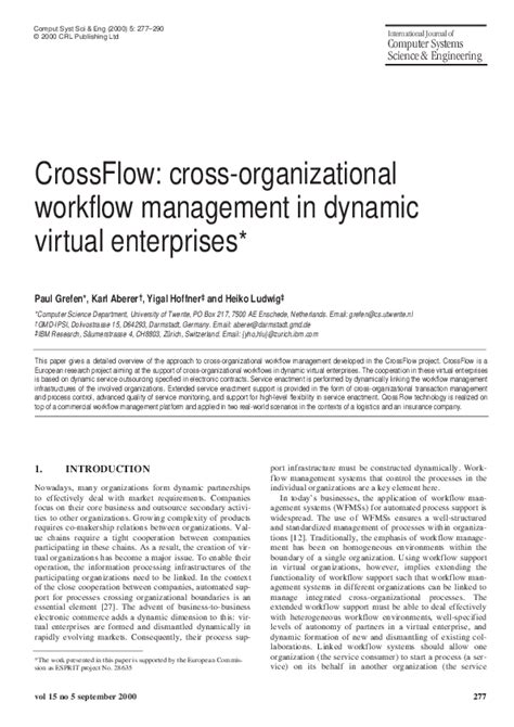 Pdf Crossflow Cross Organizational Workflow Management In Dynamic
