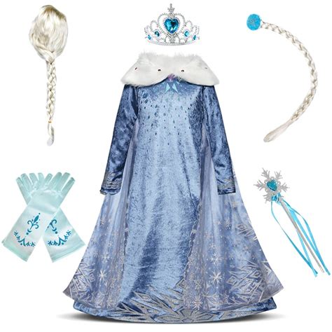 Детское платье для девочек Рождественский костюм Эльзы Снежной Королевы 2 одежда Эльзы