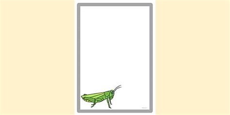 Free Simple Blank Green Grasshopper Border Page Border Twinkl