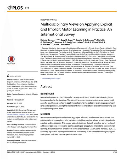 pdf multidisciplinary views on applying explicit and implicit motor