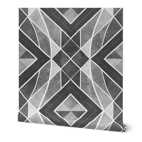 Monochromatic Geometric Abstract Squares Wallpaper Spoonflower