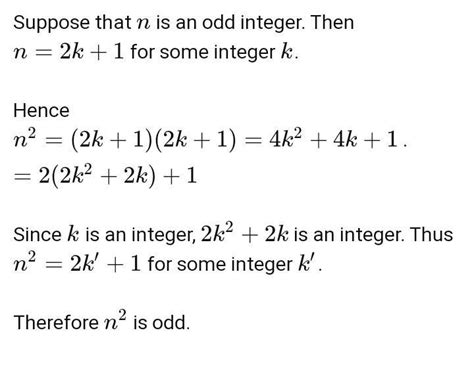 present a direct proof of the statement square of an odd integer is