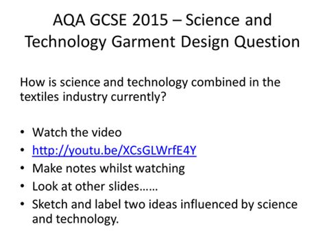 Aqa Gcse Textiles Design Question 2015 Teaching Resources
