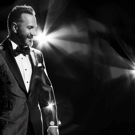 A Man In A Tuxedo Stands In Front Of A Spotlight Premium AI Generated Image