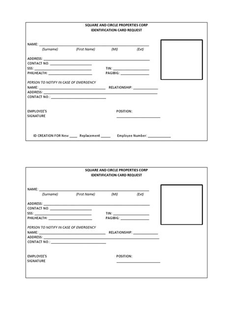 Id Request Form Pdf