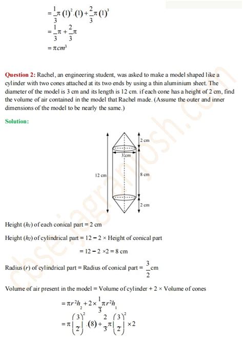 Ncert Solutions For Class 10 Maths Exercise 12 2 Chapter 12 Surface Areas And Volumes