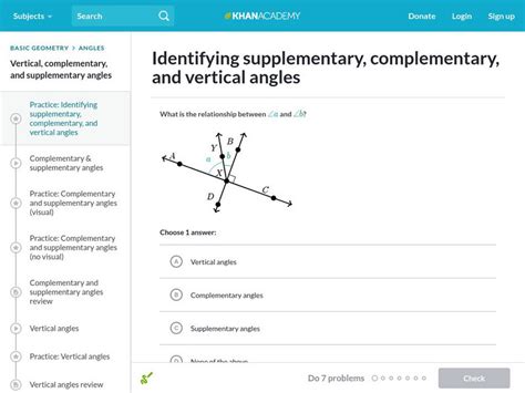 Khan Academy Identifying Supplementary Complementary And Vertical Angles Unit Plan For 6th