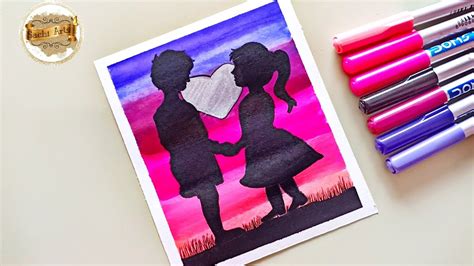 Easy Cute Couple Painting Ideas For Beginners How To Draw Valentine