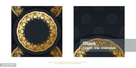 인쇄를 위해 준비된 고급스러운 골드 패턴의 블랙 컬러의 템플릿 엽서 0명에 대한 스톡 벡터 아트 및 기타 이미지 0명 골동품 다마스크 천 Istock