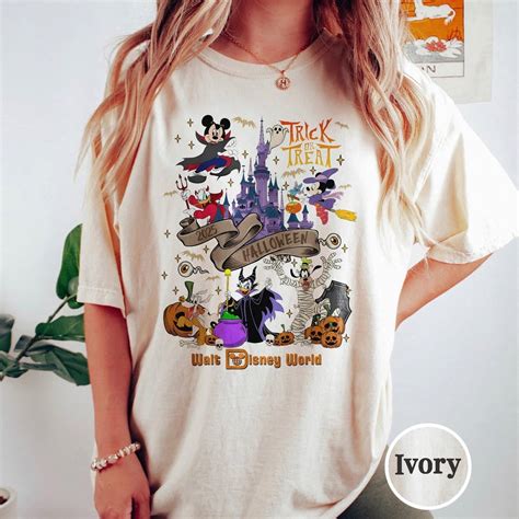 Disney Halloween Shirt 2025 Walt Disney World Castle Tee Mickey Minnie Villains Trick Or Treat