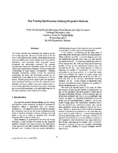 pdf ray tracing optimization utilizing projective methods e