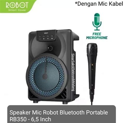 Jual Speaker Mic Robot Bluetooth Portable Rb350 Karaoke 6 5 Inch Kota Malang Sinar Sakti
