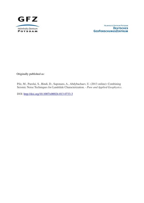 Pdf Combining Seismic Noise Techniques For Landslide Characterization