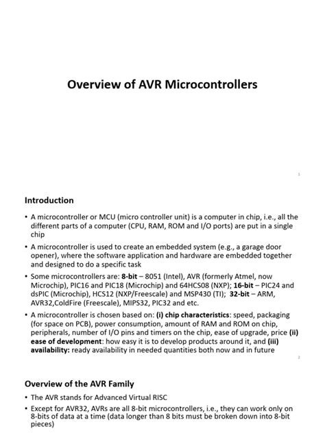 Intoduction To Avr Microcontrollers And Atmega328p Pdf Microcontroller Computer Data