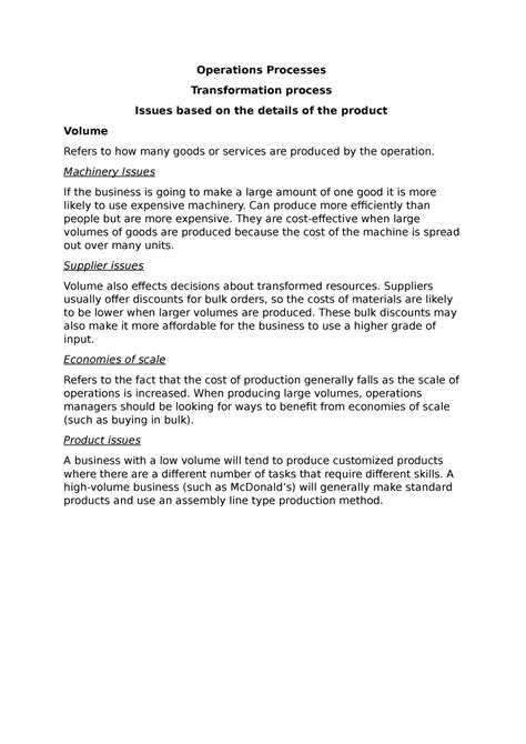 op process issues based volume operations processes transformation