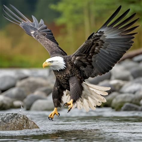 American Bald Eagle In Flight Bald Eagle Haliaeetus Leucocephalus In