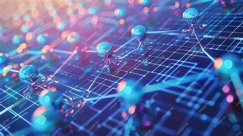 A Digital Rendering Of A Glowing Circuit Board With Orbs Representing Technology Premium Ai