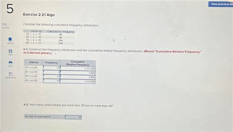Solved Consider The Following Cumulative Frequency