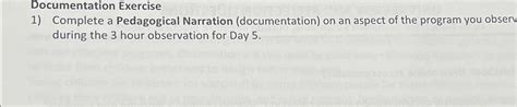 Solved Documentation ExerciseComplete a Pedagogical | Chegg.com
