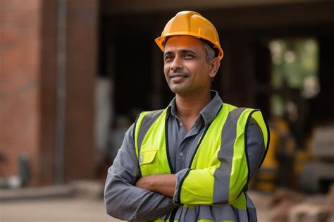 Premium Photo Successful And Confident Indian Engineer Standing At Workplace
