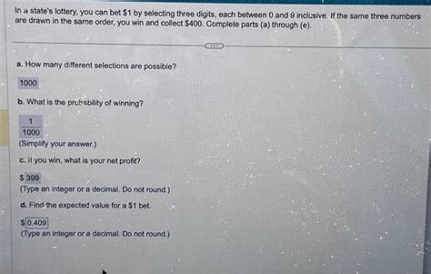 In A States Lottery You Can Bet 1 By Selecting