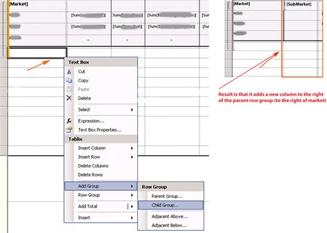 Ssrs Trying To Add Sub Row Group Inside Parent But Flush Left In The Nested Cell Stack