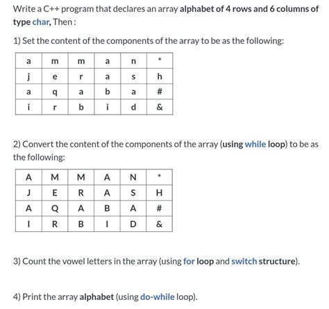 Solved Write A C Program That Declares An Array Alphabet