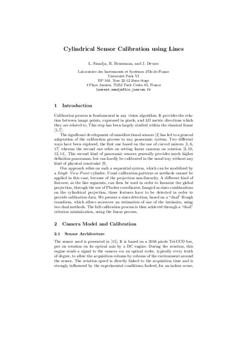 Pdf Cylindrical Sensor Calibration Using Lines