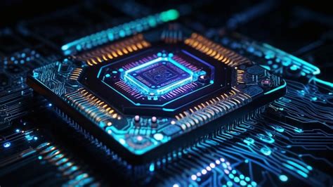 A Microchip With A Colorful Display Of Electronic Components Premium AI Generated Image