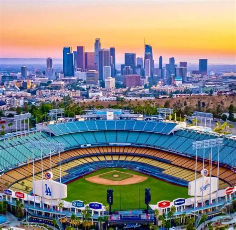 Los Angeles Dodgers Baseball Stadium At Sunset Dodger Stadium Images