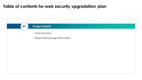 Table Of Contents Web Security Upgradation Plan Ppt Powerpoint