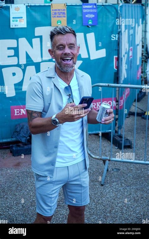 Lee Hendrie And Football Fans At “4thefans” Big Screen Fanpark St