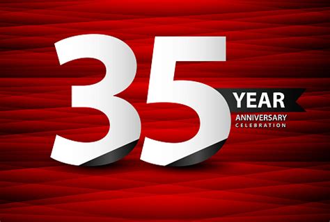 빨간색 배경에 35 주년 기념 로고 벡터 35 숫자 디자인 35 번째 생일 로고 로고 유형 번호 축하를위한 벡터 기념일 초대장 카드 및 인사말 카드 그래픽 프린트에 대한