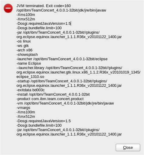 Jvm Terminated Exit Code160 When Submitting Build In Rtc Eclipse