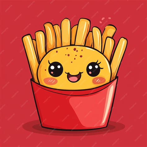 Character French Fries Chibi Illustration Design Premium Ai Generated