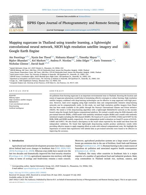 Pdf Mapping Sugarcane In Thailand Using Transfer Learning A Lightweight Convolutional Neural