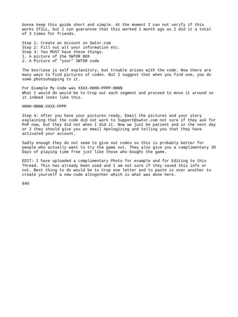 How To Se Swtor Code Pdf
