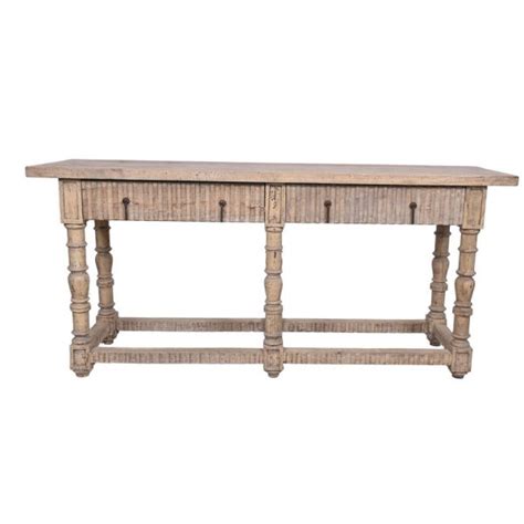Natural Boho Carved Console Table