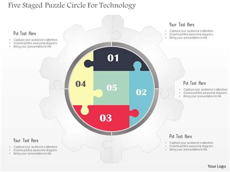 0115 Five Staged Puzzle Circle For Technology Powerpoint Template PowerPoint Design Template