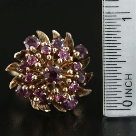 1970s 10k Yellow Gold Ruby Princess Ring Ebth