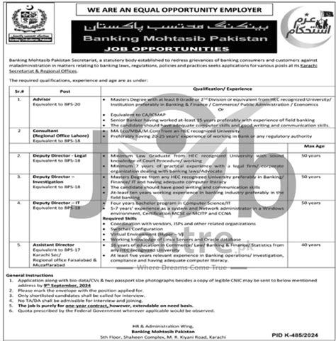 Banking Mohtasib Pakistan Jobs 2024 Jobs Centre