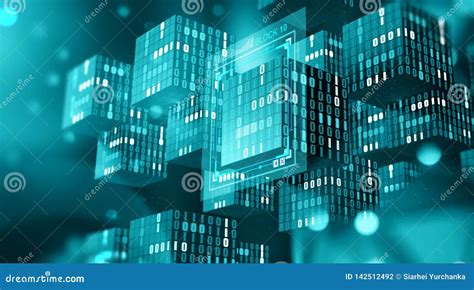 Blockchain Technology Information Blocks In Digital Space